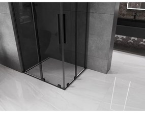 Mexen Velar L Duo, sprchový kout s posuvnými dveřmi 90 x 80 cm, 8mm šedé sklo, černá matná, 871-090-080-02-43-70