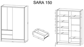 Piaski Šatní skříň SARA 150 Barva: bílá