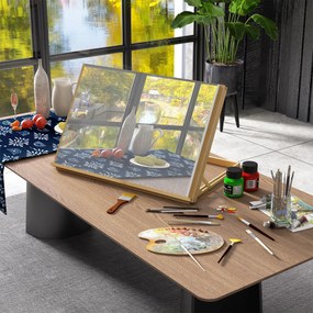 Vinsetto skládací stolní malířský stojan 75,8 × 51,4 × 51 cm — nastavitelný bukový stojan pro skici a vystavení