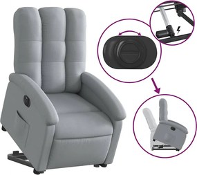 Elektrické zvedací polohovací křeslo světle šedé textil 3204116