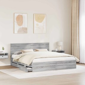 Rám postele s čelo Šedá Sonoma 180 x 200 cm Inženýrské dřevo 3410684
