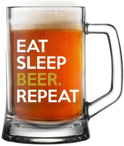 EAT SLEEP BEER. REPEAT - pivní sklenice 0,5 l