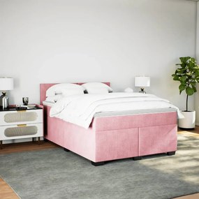 Box spring postel s matrací růžová 140x200 cm samet 3288629