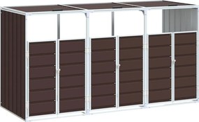 vidaXL Box na 3 popelnice 216 x 81 x 115 cm ocel [4006182] Barva: Hnědá