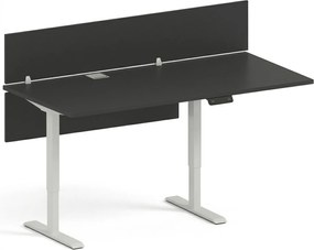 Výškově nastavitelný stůl FUTURE, 170x80 cm, 2 motory, bílá podnož, s paravany, grafit