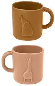 LIEWOOD Silikonový hrneček Chaves Tuscany Rose/Caramel - set 2 ks, růžová barva, hnědá barva, plast