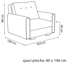 Pohovka VIVA I SONIC | 103 cm | rozkládací + úložný prostor | VÝBĚR TKANIN