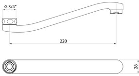 Aqualine LOTTA nástěnná baterie ramínko ploché zvýšené chrom LT643