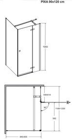 Besco Pixa 100x90/120x90 obdélníkový sprchový kout Orientace: Levá, Rozměr sprch.dveří: 120cm