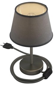 creative cables Alzaluce se stínidlem Impero, kovová stolní lampa se zástrčkou, kabelem a vypínačem Velikost: 15 cm, Barva: Matná černá-černá Cinette