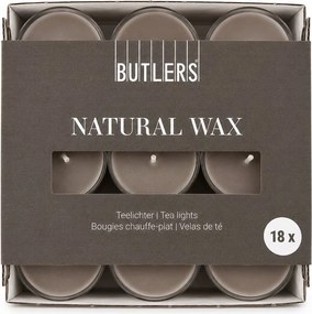 NATURAL WAX Čajové svíčky 18 ks - šedohnědá
