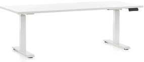 Výškově nastavitelný stůl OfficeTech D, 180 x 80 cm, bílá podnož, bílá