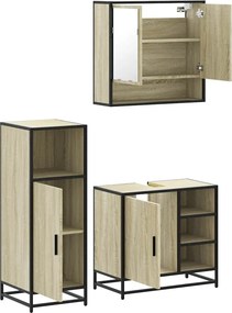 3dílný set koupelnového nábytku dub sonoma kompozitní dřevo 3300996