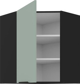 ARIA sc | horní kuchyňská skříňka 60x60 GN-72 1F (45°) rohová s policemi | 60x60 cm | černá/aquamarine