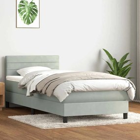 Box Spring Postel s matrací Světle šedá 90x220 cm Samet 3316335