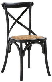 OnaDnes -20% Černá jilmová jídelní židle Kave Home Alsie s ratanovým sedákem