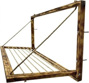 Designový nástěnný dřevěný sušák na prádlo – ruční výroba, široký, tmavý, do koupelny i na balkon