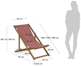 Světle červené dřevěné zahradní lehátko – Kave Home