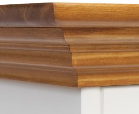 Massive home | Belluno Elegante malý bílý televizní stolek z masivu s dubovou deskou