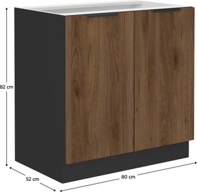 Spodní skříňka, ořech okapi/černá, MENZO 80 D 2F BB
