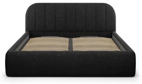 Černá čalouněná dvoulůžková postel s úložným prostorem s roštem 160x200 cm Juno – Windsor &amp; Co Sofas