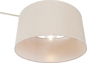 Stojací lampa zlatá s světle hnědým stínítkem 50 cm nastavitelná - Editor