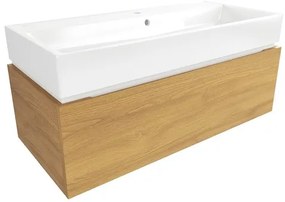 Koupelnová skříňka s umyvadlem SAT Feel 100x30x46 cm medový dub mat SATFEEL100DMU2