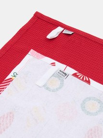 Sinsay - Vánoční kuchyňské utěrky s vánočními ozdobami 2 pack - červená
