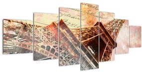 Obraz - Eiffelova věž ve vintage stylu (210x100 cm)
