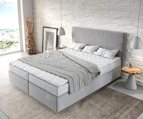 DELIFE Boxspring postel Dream-Well 160x200 cm mikrovlákno šedá s matrací a topperem