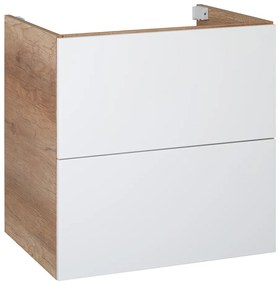 BPS-koupelny Koupelnová skříňka s keramickým umyvadlem Swing WOC 60, bílá/dub country