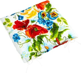 Bellatex Sedák Gita prošívaný 40x40 cm Vlčí mák Červená,Modrá,Bílá