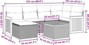 7dílná zahradní sedací souprava s poduškami černá polyratan 3260264