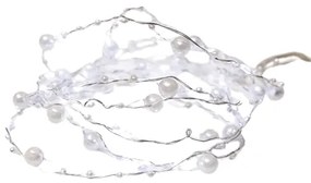 ACA Lighting LED dekorační girlanda - perly 20 LED, studená bílá barva, 2x baterie AA, 200 cm, IP20