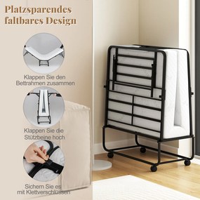 Costway Postel pro hosty s matrací, skládací jednolůžko, stabilní kovová pojme