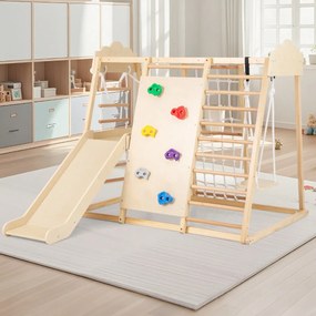 Costway 8-in-1 Gymnastický set v džungli Dřevěné Montessori šplhací hračky