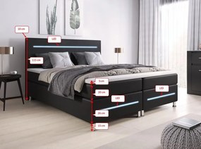 K&M postele Boxspring postel SEJOUR bez úložného prostoru s LED Velikost postele: 180 × 200 cm, Výběr matrace: Oboustranná pružinová matrace - středn…