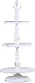 Krémový antik dekorační kovový etažér Lace edges - Ø36*83cm