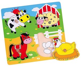 Dětské dřevěné puzzle s úchyty Viga překvapení Farma Barva: multicolor