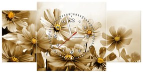 Gario Obraz s hodinami Květnatá krása - 3 dílný Rozměry: 90 x 30 cm