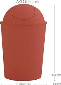 MSV AKO výklopný koš 5.5 L terakota / plast