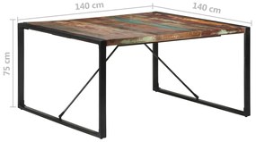 vidaXL Jídelní stůl 140 x 140 x 75 cm masivní recyklované dřevo