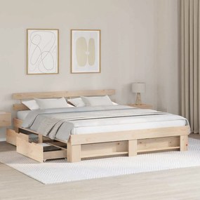 Rám postele se zásuvkou Hnědá 200 x 200 cm Masivní borové dřevo 3382262