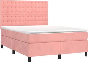 Box spring postel s matrací růžová 140x200 cm samet 3143270