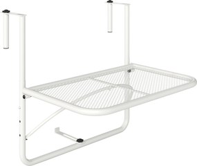 Outsunny Závěsný Stůl na Balkon 3 Úrovně Nastavitelný Závěsný Stůl z Kovového Materiálu Odolný Vůči Počasí, Boční Stůl pro Balkonový Zábradlí 60 x 56…