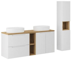 Koupelnová sestava Nova White se skříňkami a umyvadly 140 cm bílá/dub evoke