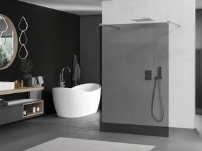 Mexen Kioto, sprchová zástěna Walk-In 110 x 200 cm, 8mm šedé sklo, broušená ocel profil, 800-110-002-97-40