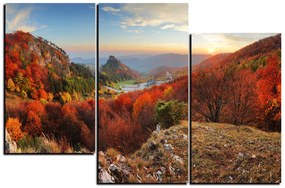 Obraz na plátně - Podzimní krajina při západu slunce, Slovensko, Vrsatec 1260D (135x90 cm)