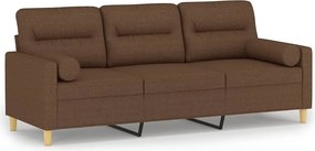 3místná pohovka s polštáři hnědá 180 cm textil 3200832