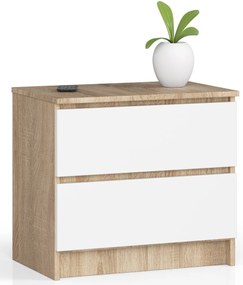Noční stolek K60 2SZ CLP dub sonoma/bílá